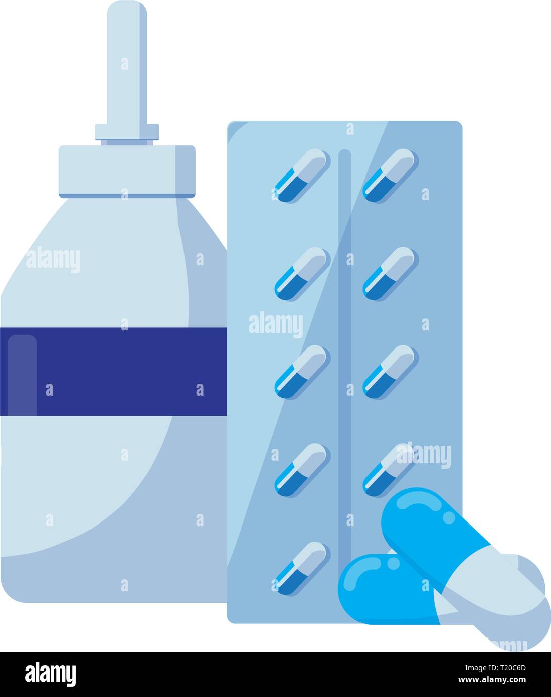 tablet capsules drugs and dropper medical vector illustration design ...