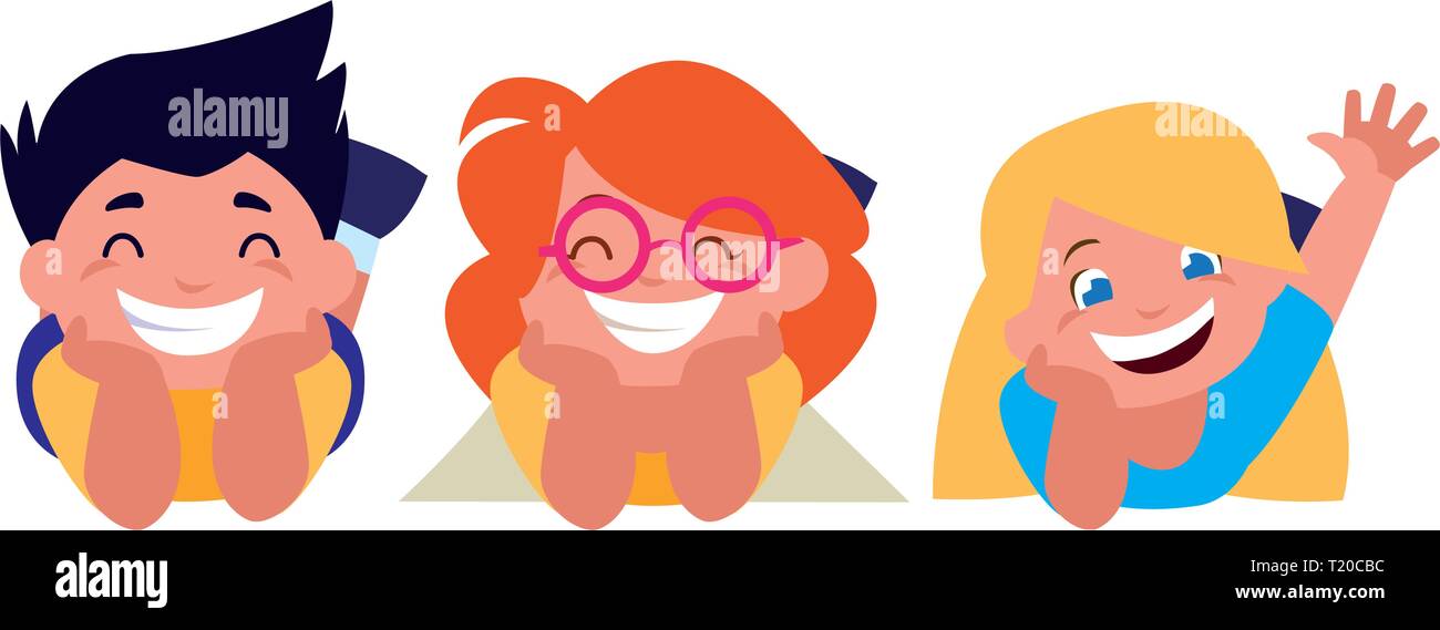happy little kids characters vector illustration design Stock Vector ...