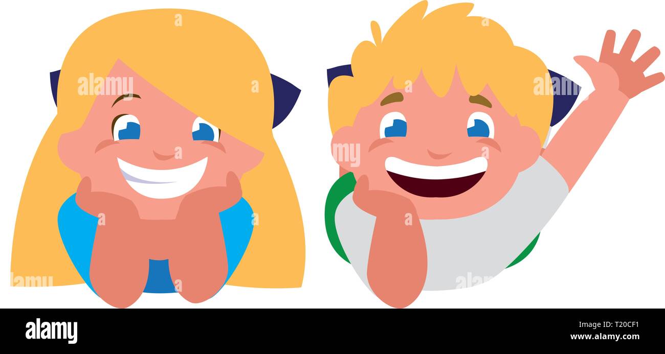 happy little kids characters vector illustration design Stock Vector ...