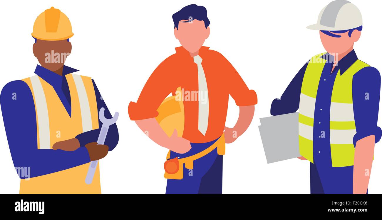 group of men builders working vector illustration design Stock Vector ...