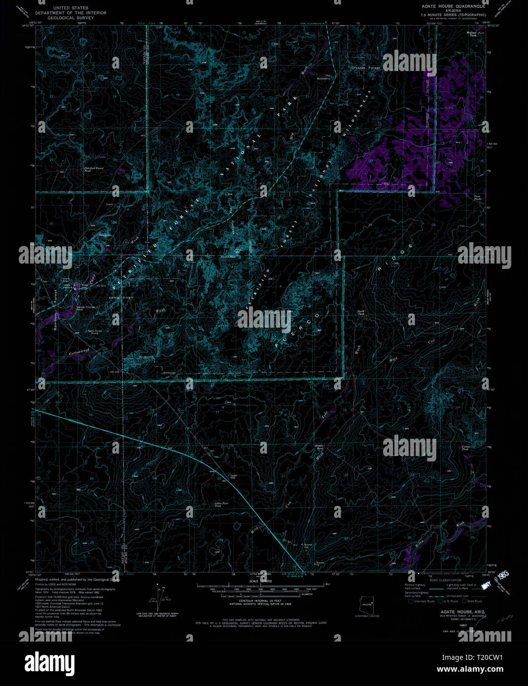 USGS TOPO Map Arizona AZ Agate House 310212 1982 24000 Inverted ...