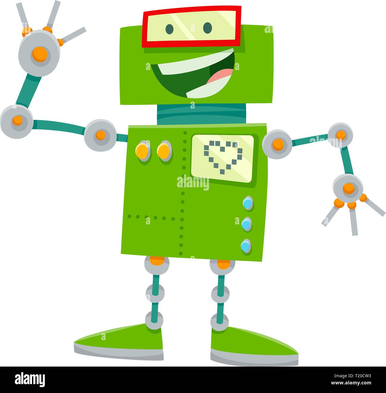 Cartoon Illustration of Happy Robot Fantasy or Science Fiction ...