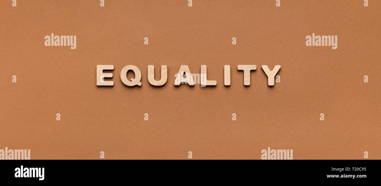 Word EQUALITY made with wooden letters on brown background, panorama ...