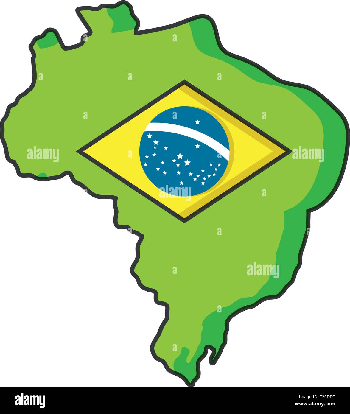 map of brazil with flag isolated icon vector illustration design Stock ...