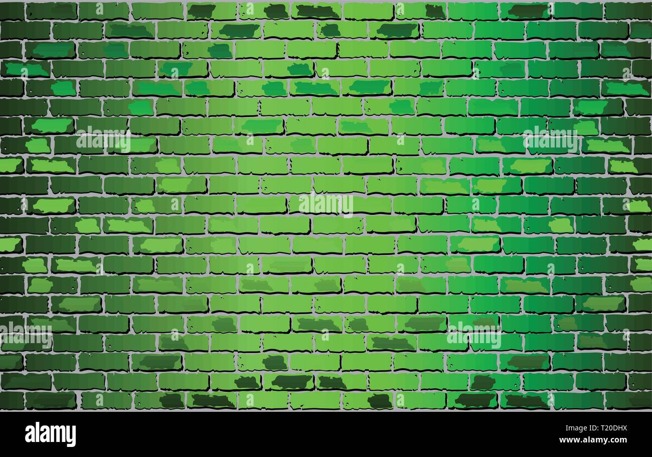 Shiny Green brick wall - Illustration, Abstract vector background Stock ...