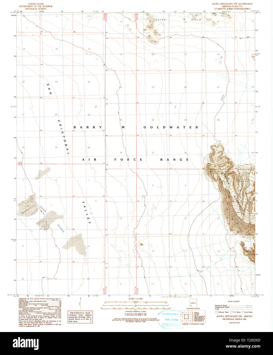 USGS TOPO Map Arizona AZ Aguila Mountains NW 310234 1990 24000 ...