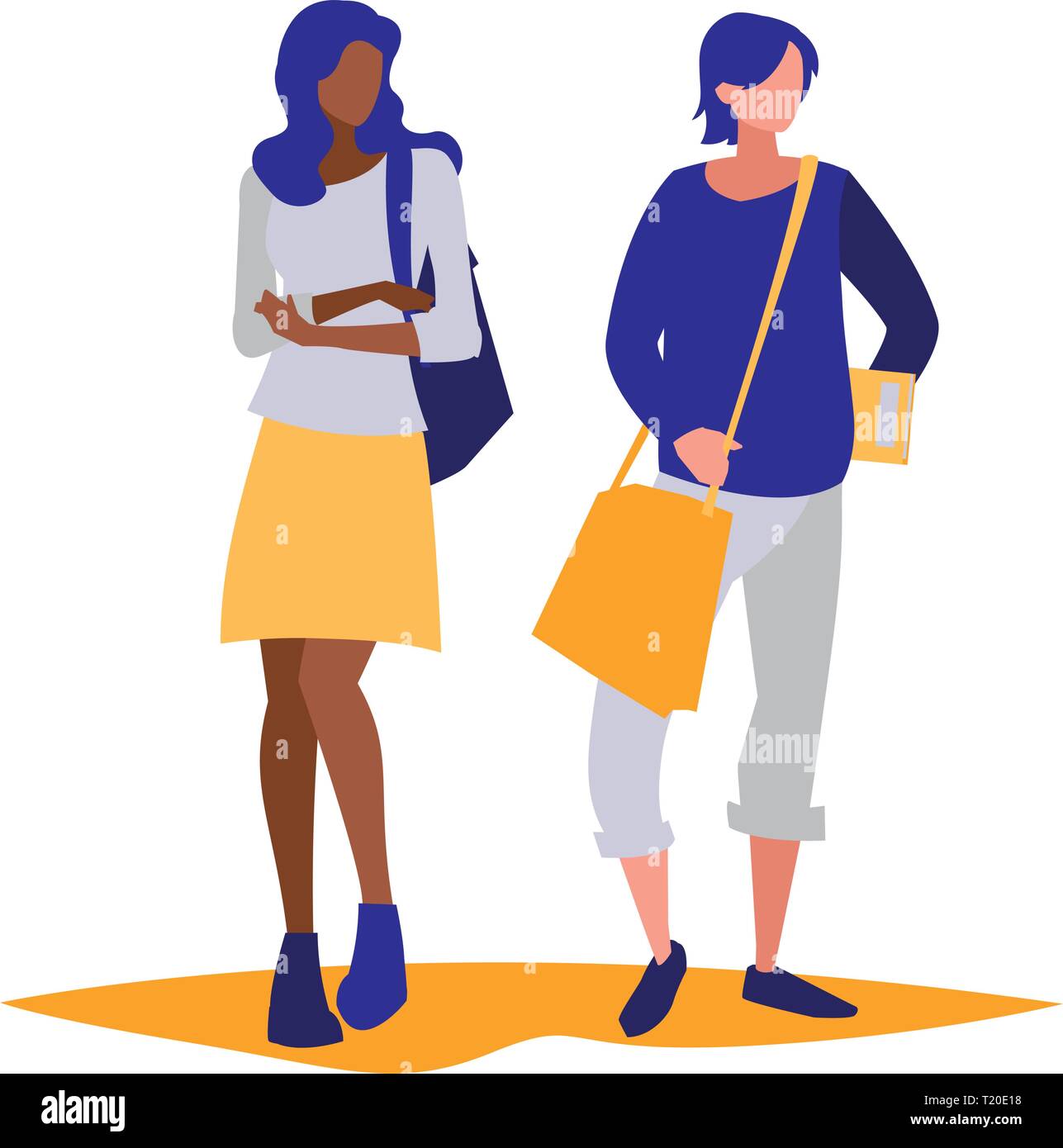 young girls students modeling vector illustration design Stock Vector ...