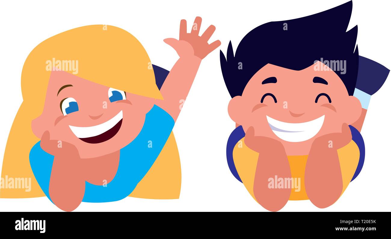 happy little kids characters vector illustration design Stock Vector ...