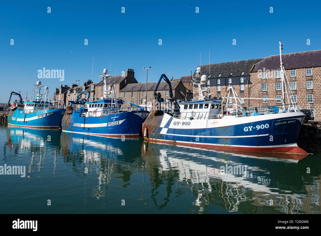 Fishing trawlers at Peterhead in Aberdeenshire, the north east port ...