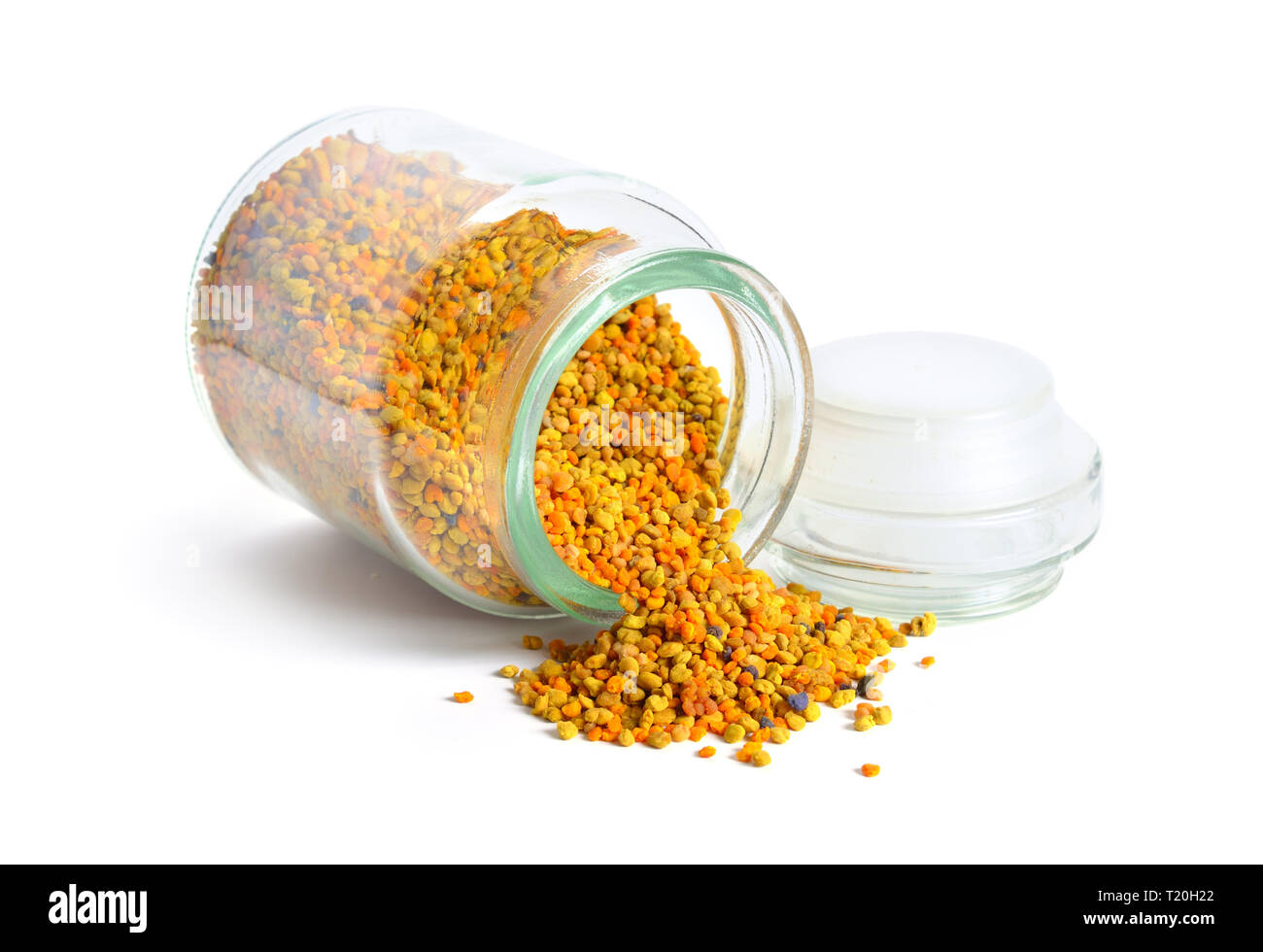 Bee pollen baskets in the glass jar. isolated on white background Stock ...