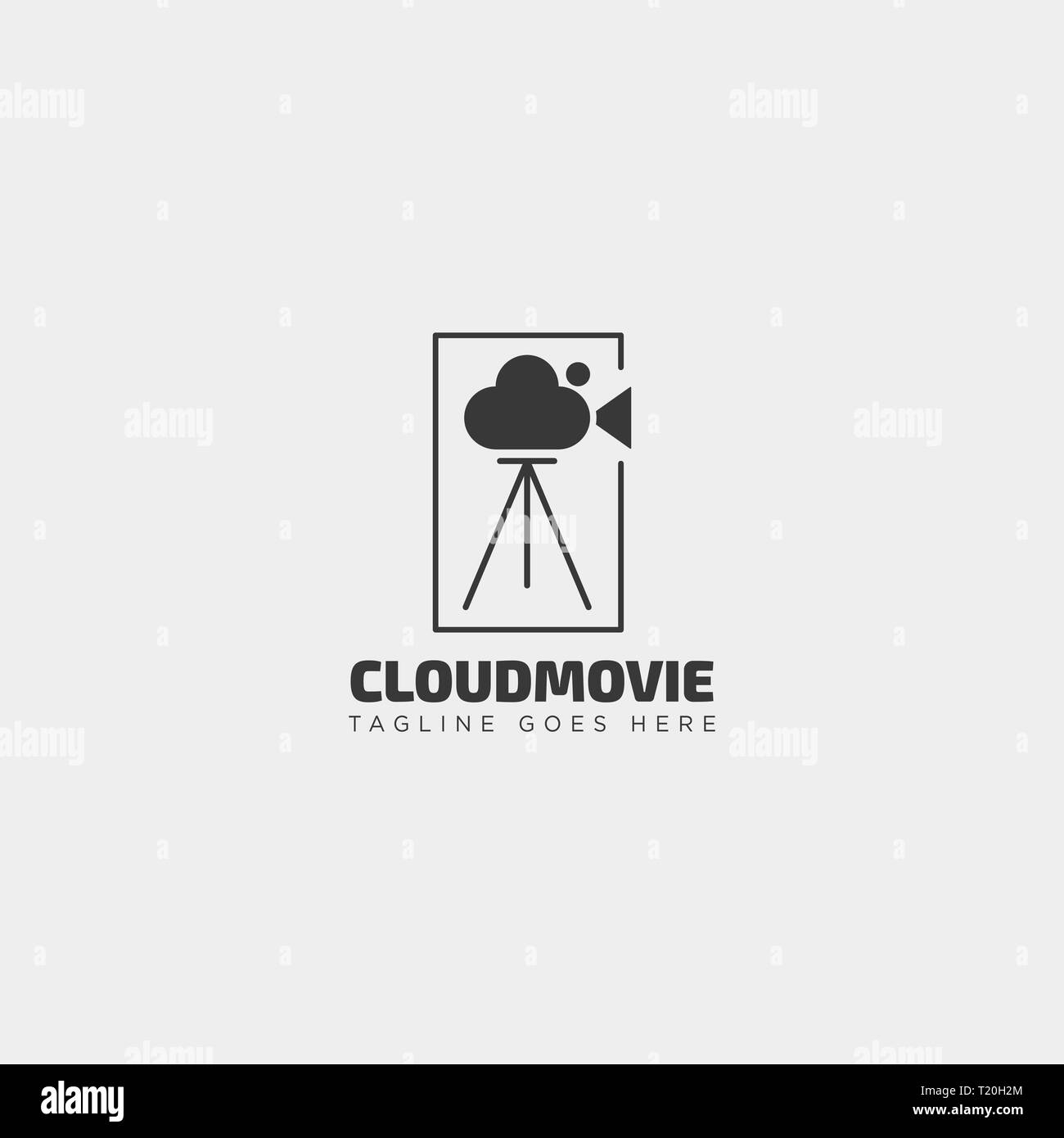 cloud video movie badge simple logo template with black color vector ...