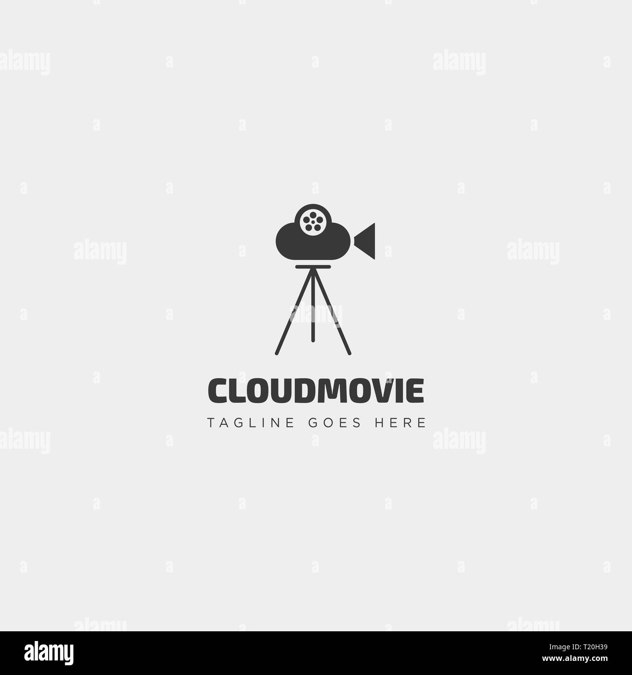 cloud video movie badge simple logo template with black color vector ...