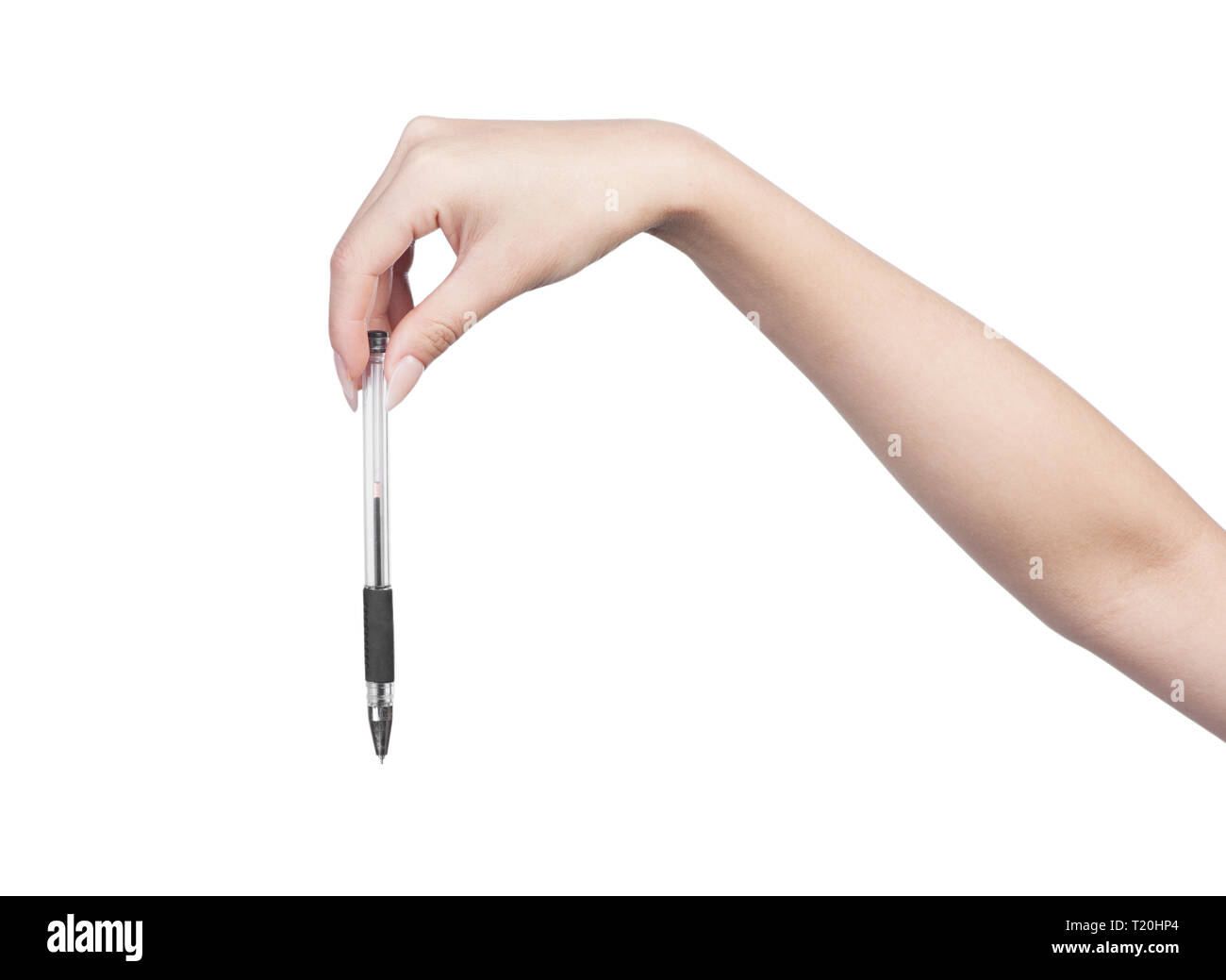 Woman hand with pen isolated on white Stock Photo - Alamy