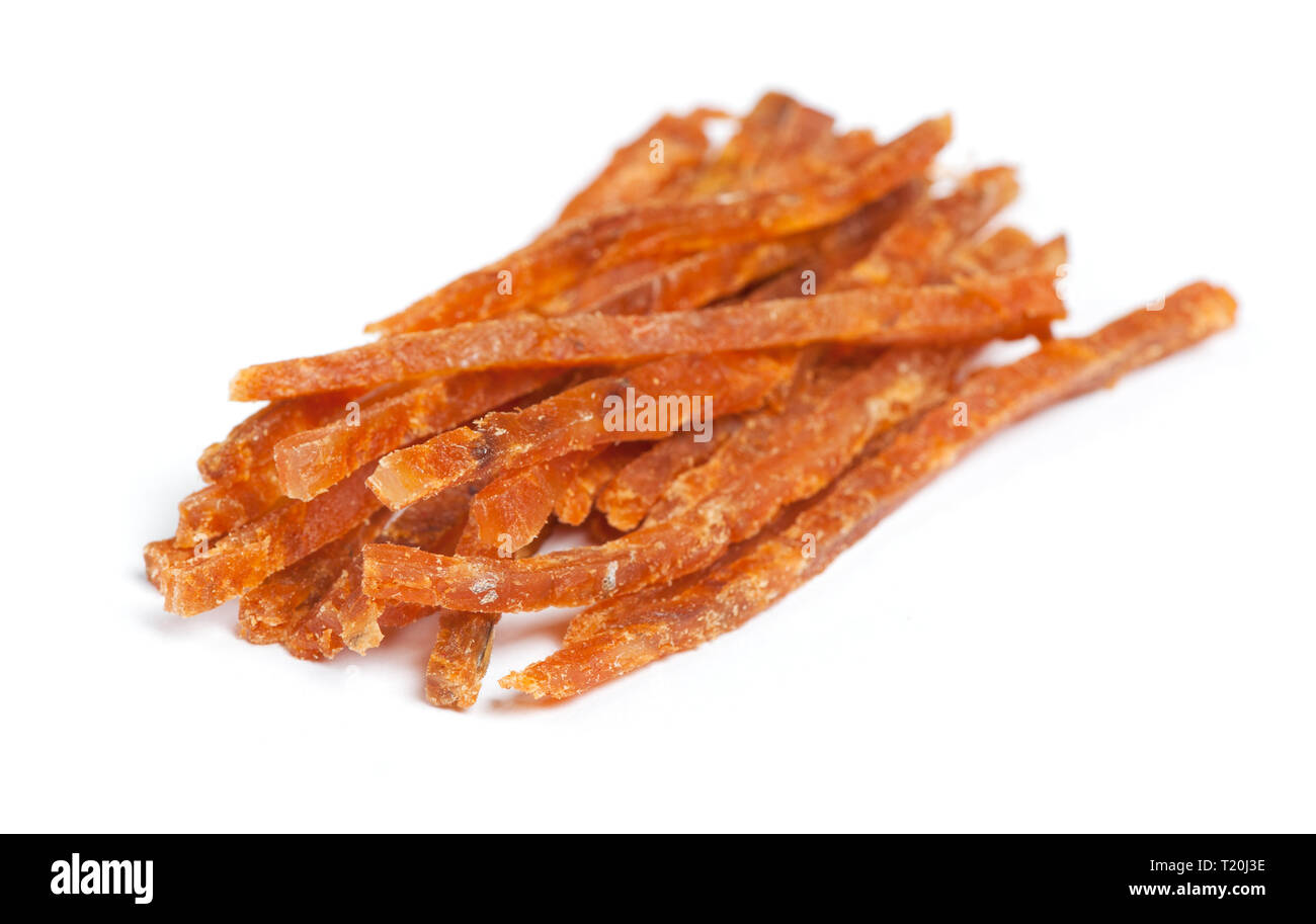 Dried salted fish sticks isolated on white Stock Photo - Alamy