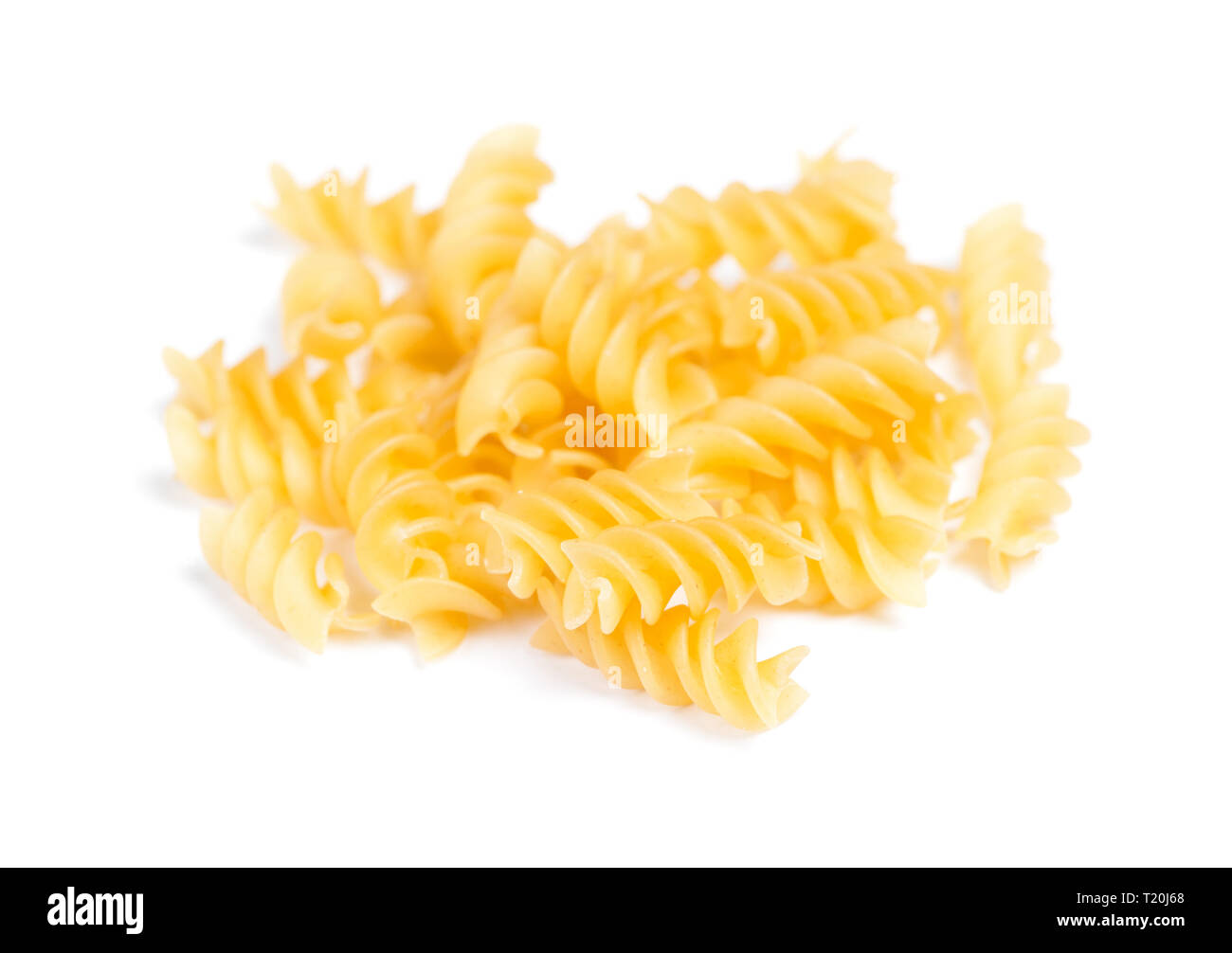 Portion of Rotini corkscrew spiral pasta isolated on white Stock Photo ...