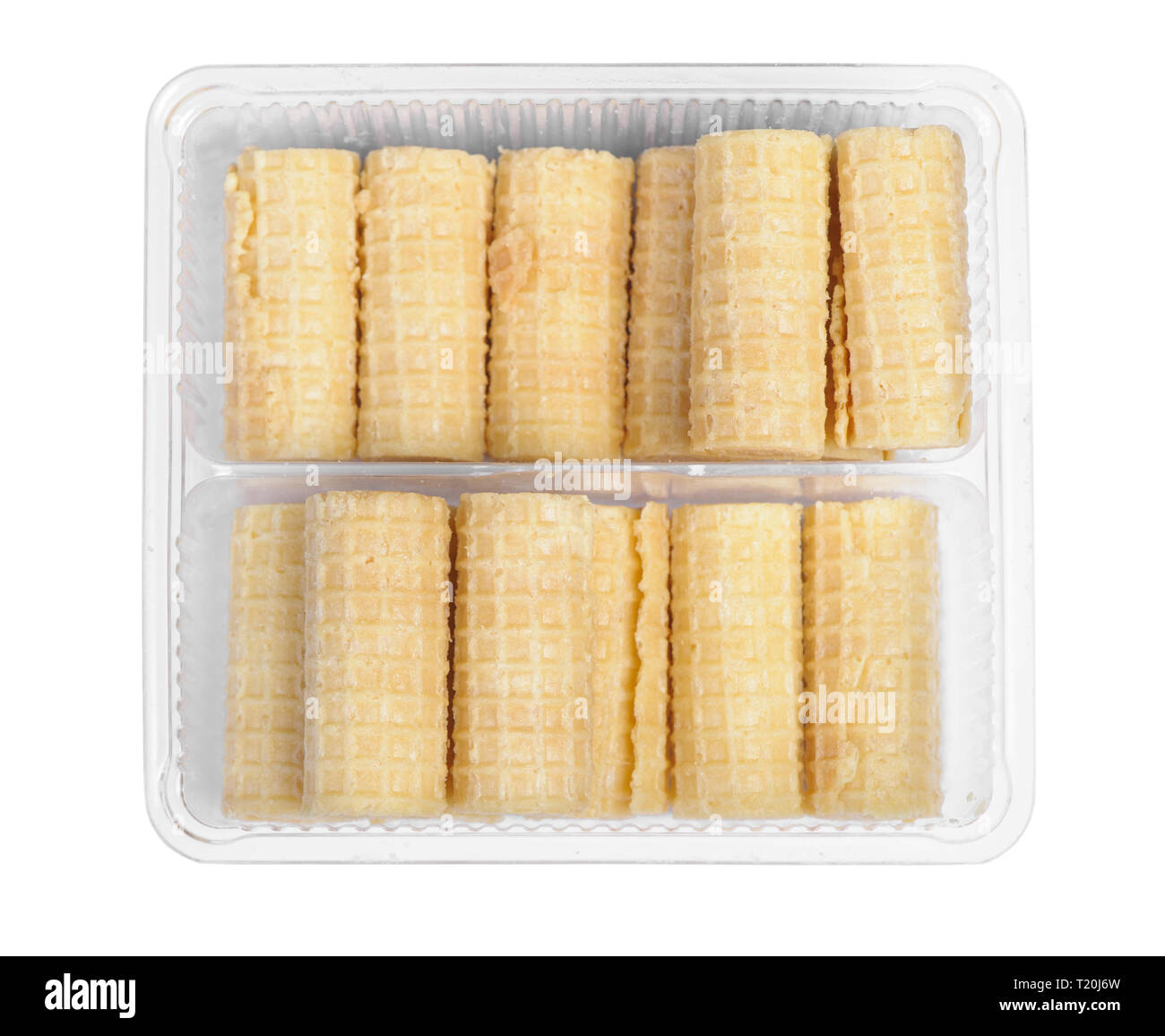 Group of wafer rolls in package isolated on white Stock Photo - Alamy