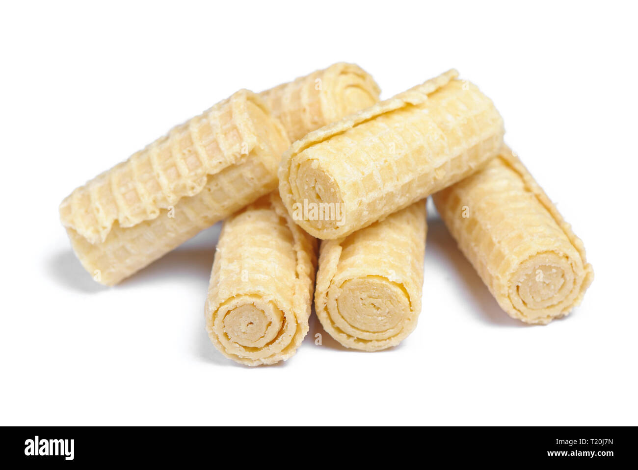 Group of wafer rolls isolated on white Stock Photo - Alamy