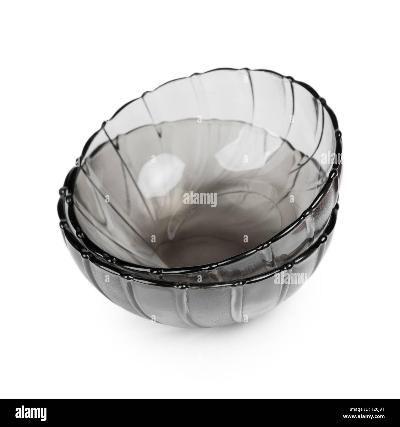 Empty black transparent bowls isolated on white background Stock Photo ...