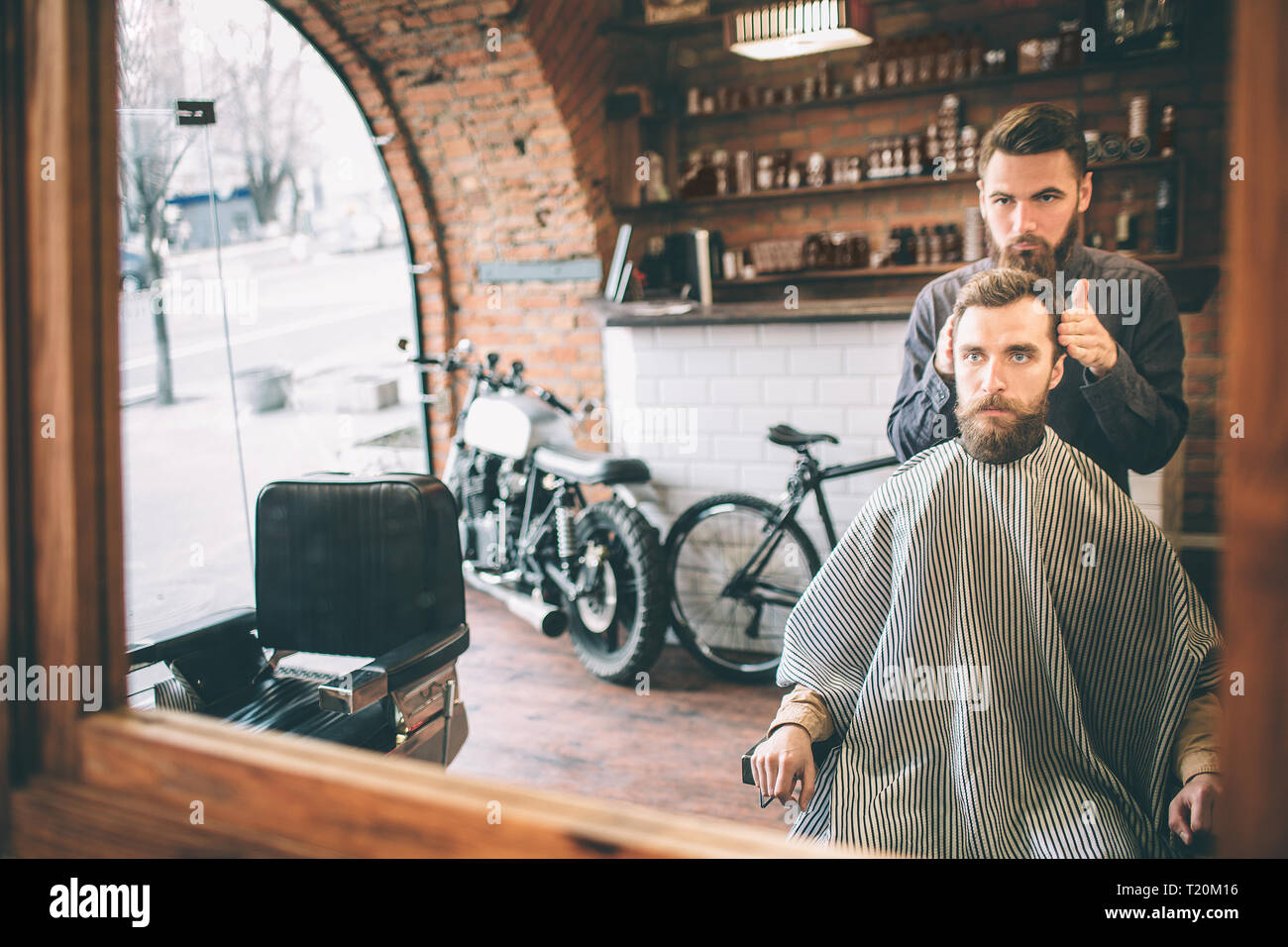 Beard modeling in barber hi-res stock photography and images - Alamy