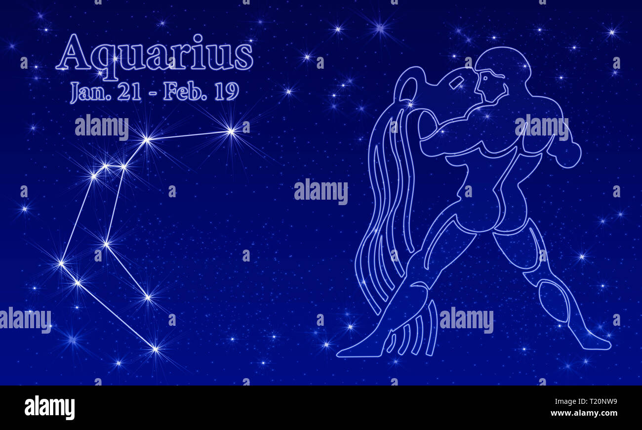 Zodiac sign with star image as relief in front of a dark blue starry ...