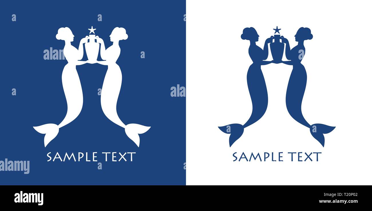 Ancient Greece mermaids or sirens carrying amphora. Mediterranean ...