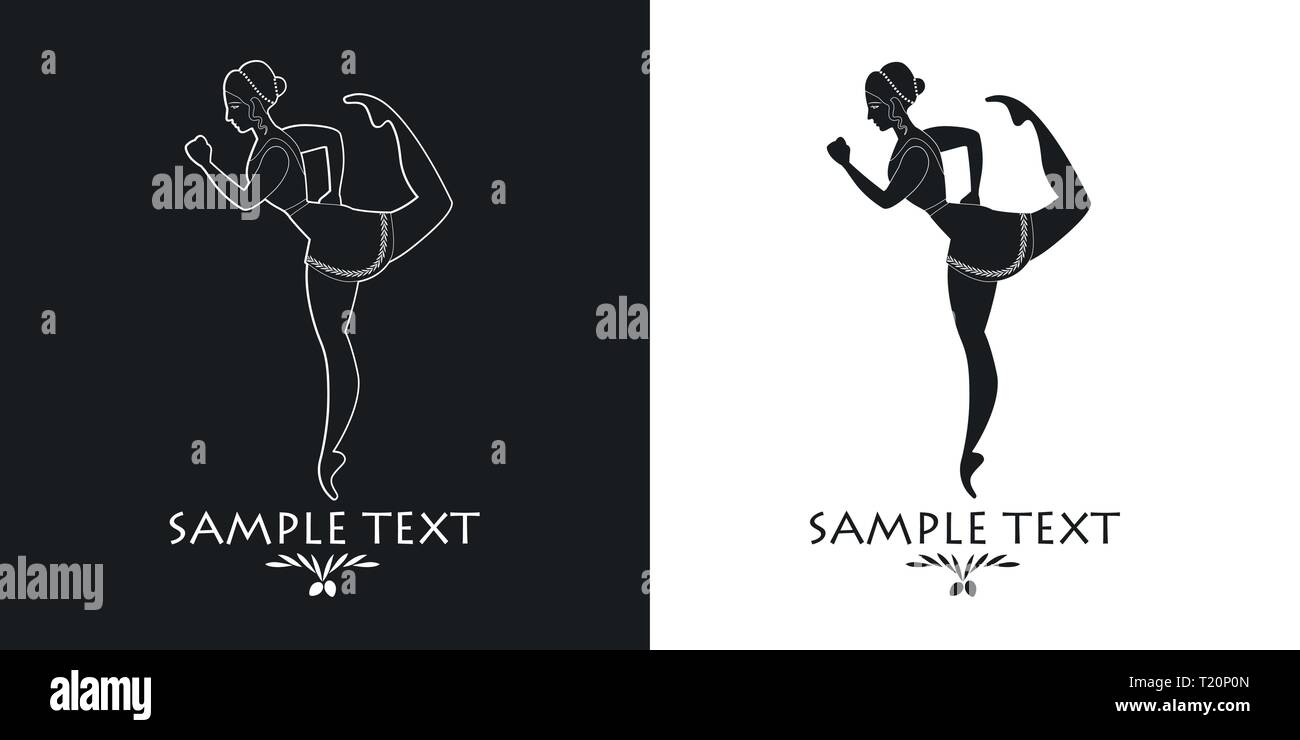 Ancient Greece girl running. Silhouette. Symbol Stock Vector Image ...