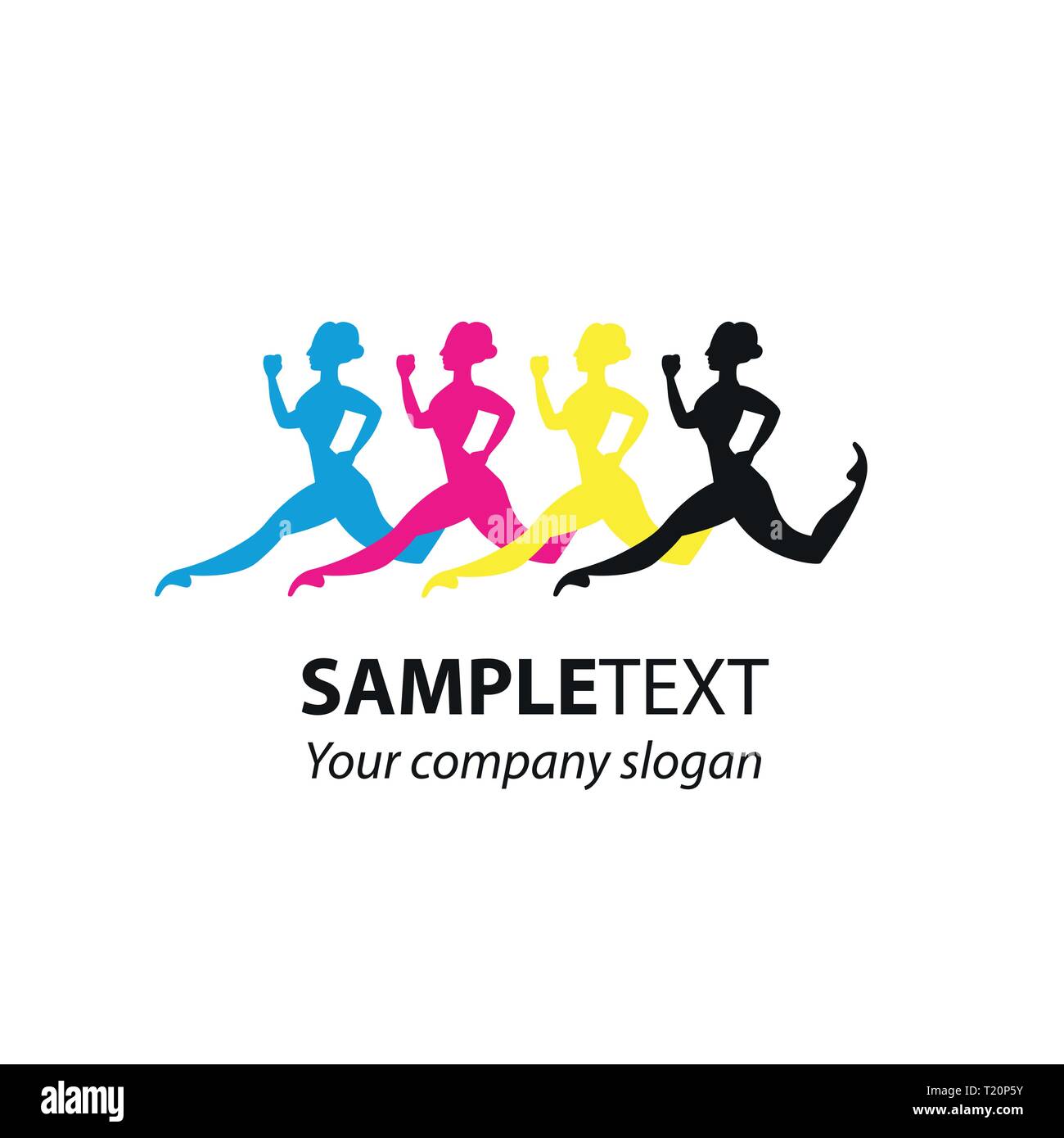 Four girls in the style of ancient greece, running. CMYK concept Stock ...