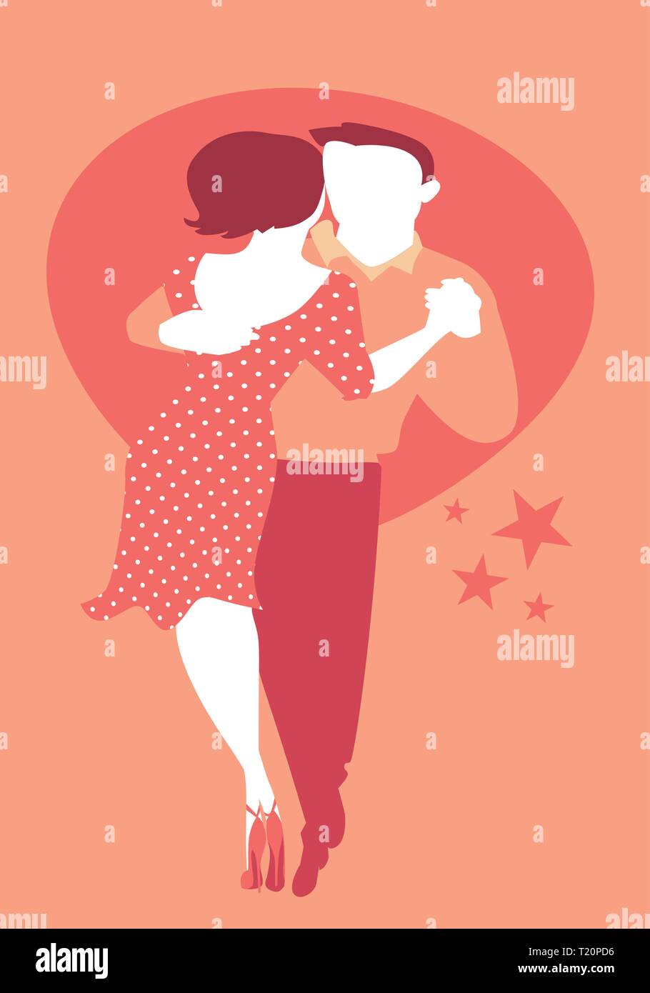 Young couple dancing retro style. Cheek to cheek Stock Vector Image ...