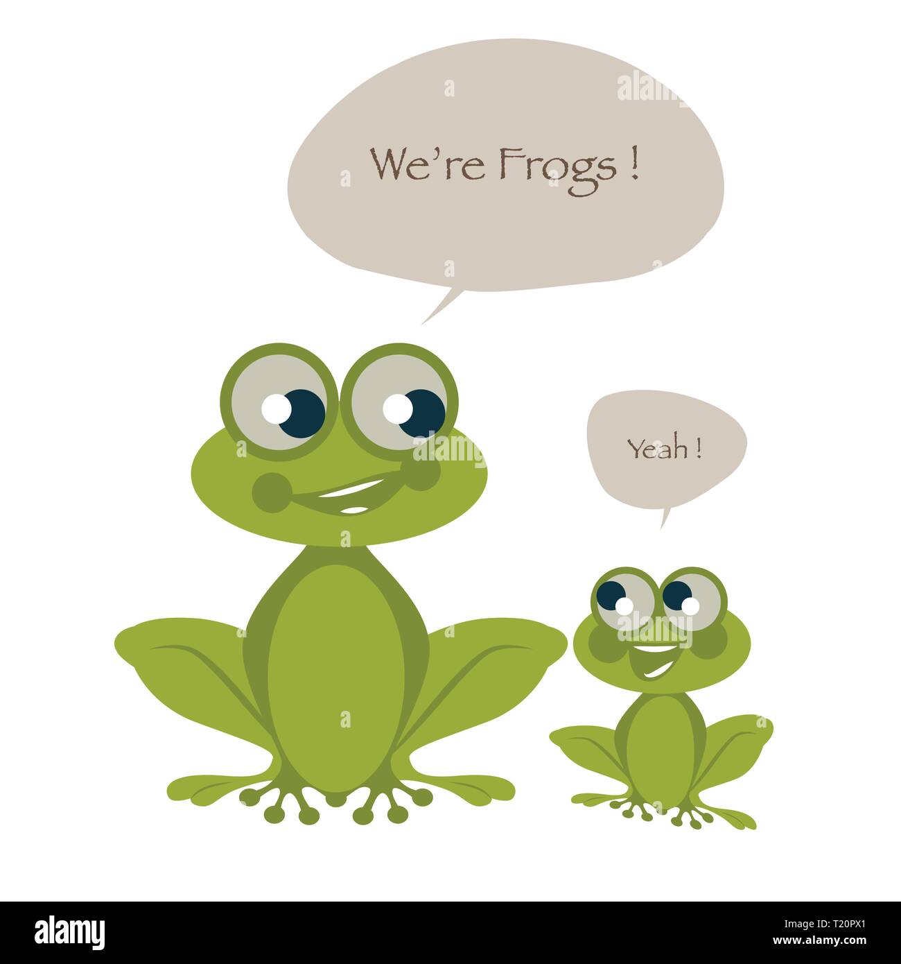 Cute two frogs isolated on white background and speech balloons. Vector ...