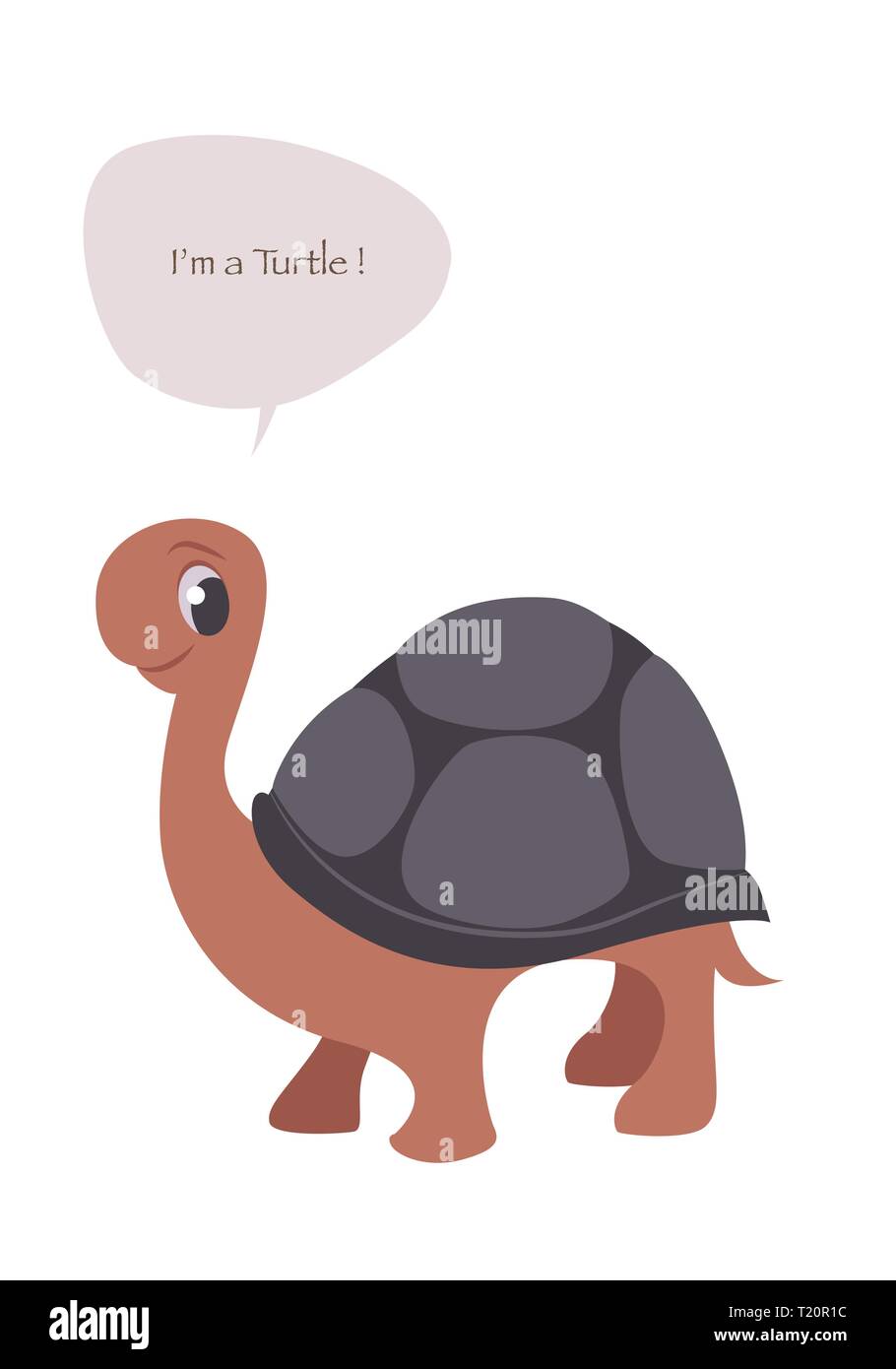 Cute turtle isolated on white background and speech balloon. Vector ...