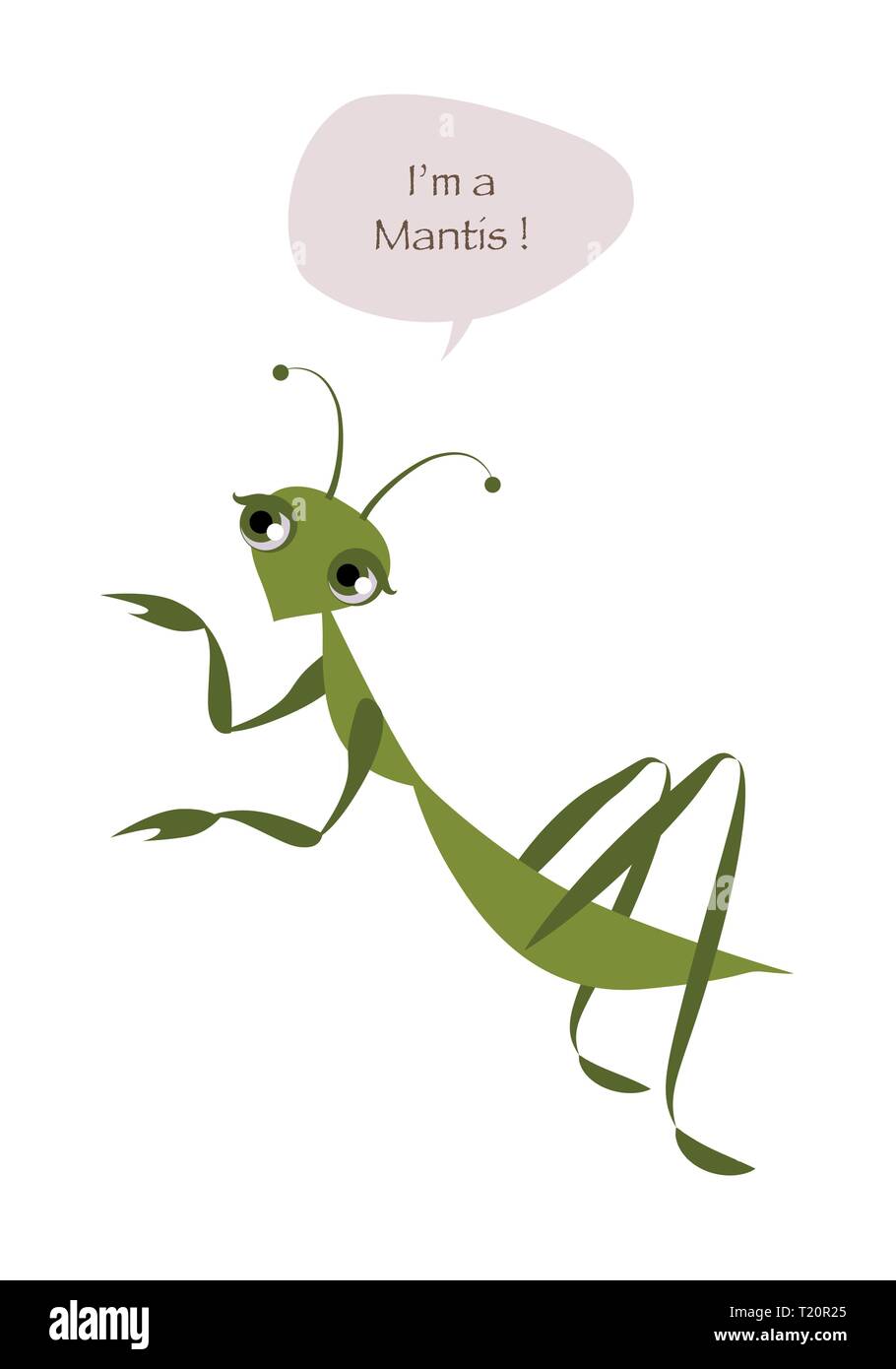 Cute mantis isolated on white background and speech balloon. Vector ...