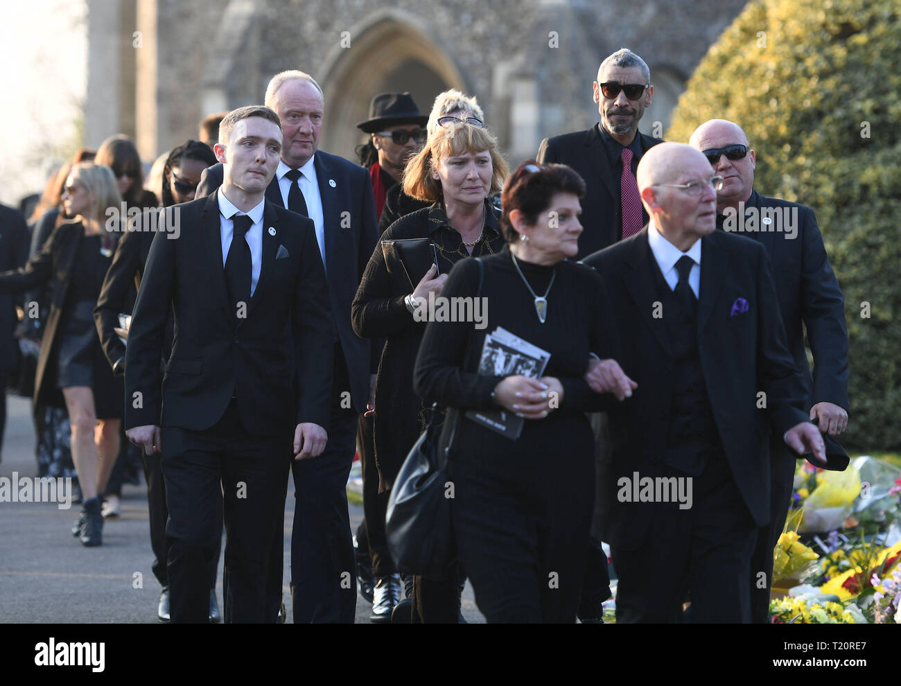 Clive Flint (front right), the father of Keith Flint at the late singer ...