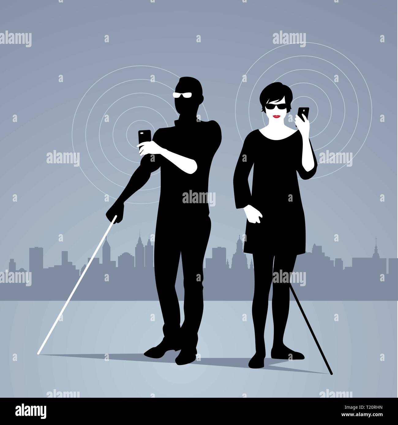 Mobile Technology for People with Visual Impairments. Couple of blind ...