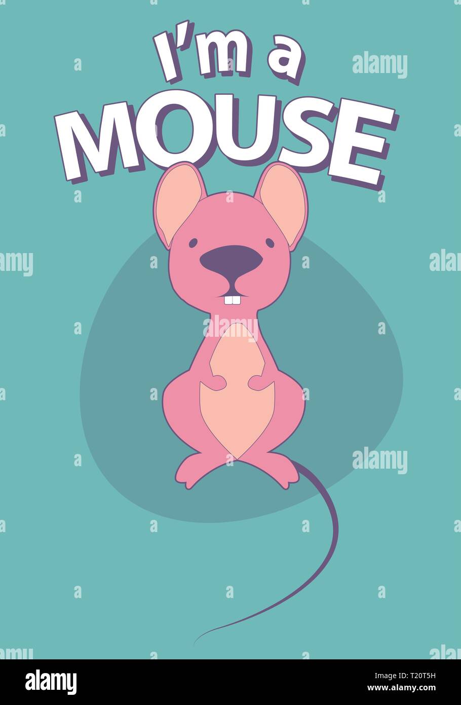 Cute cartoon style mouse with title above, on colorful background Stock ...