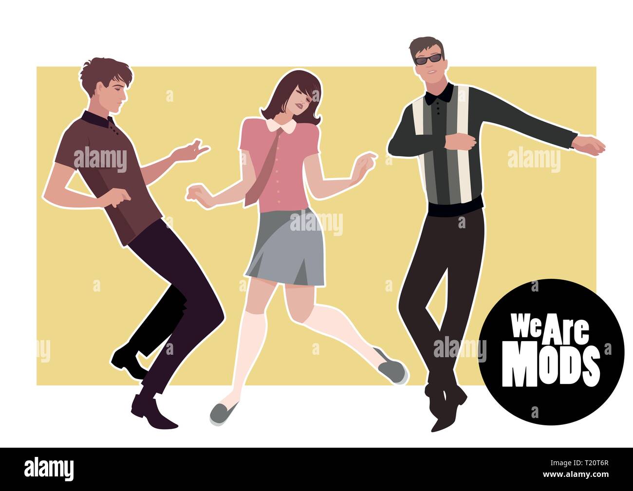 We are Mods. Young guys and girl wearing retro clothes in the 1960s Mod ...