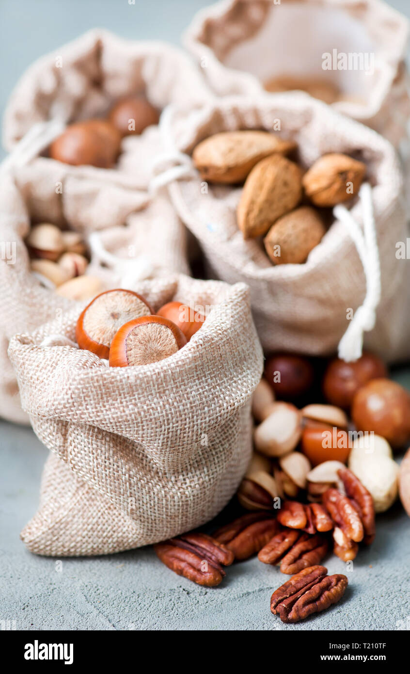 nuts on a table, different kind of nuts Stock Photo - Alamy