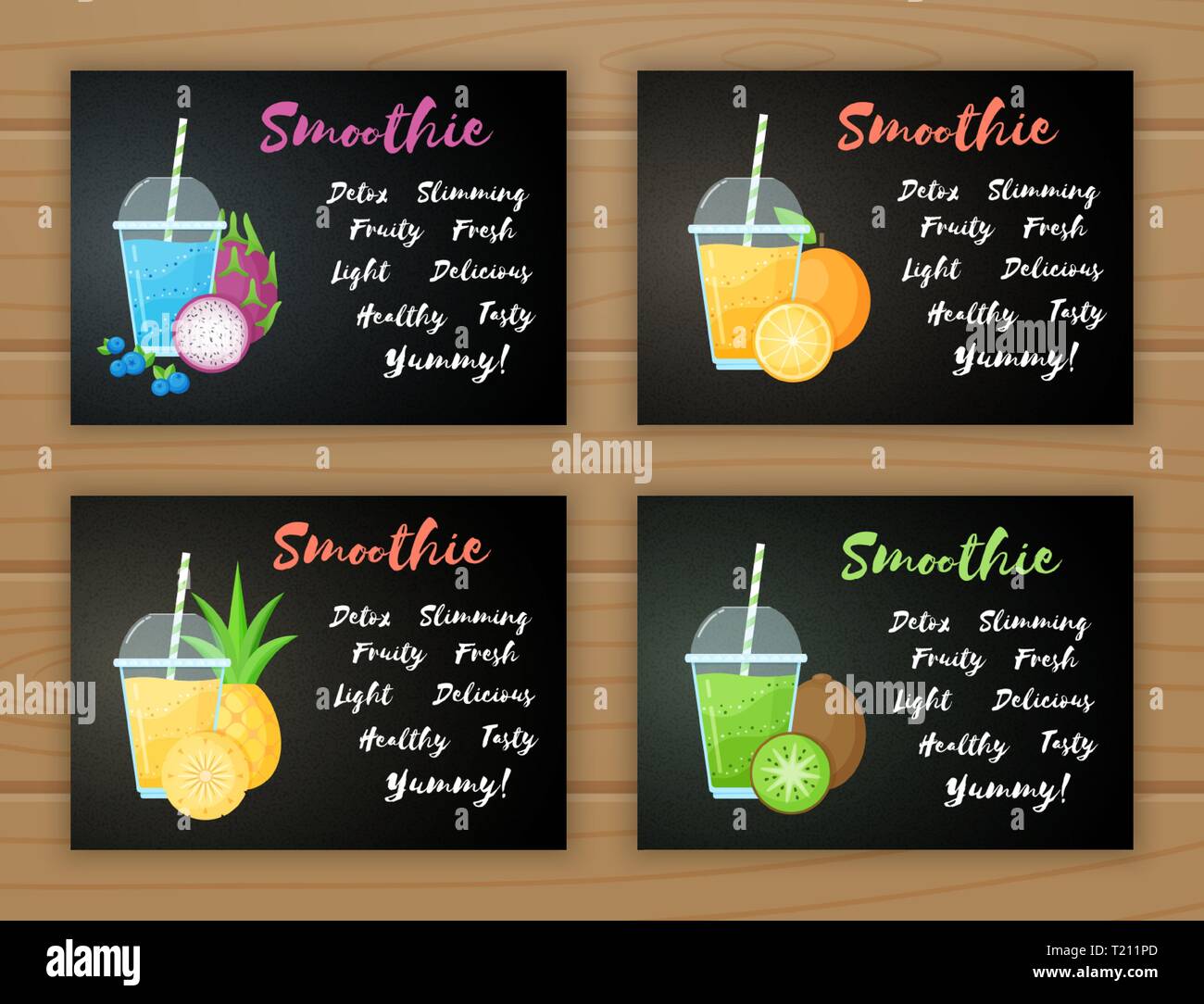 Set of smoothie banner vitamin drink vector illustration. Fresh ...