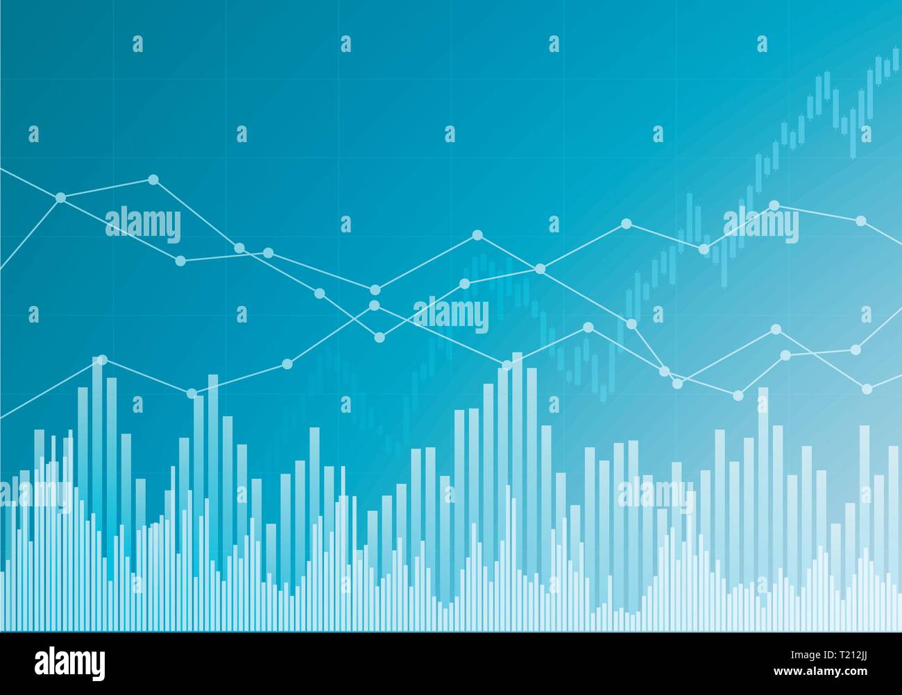 Illustration of investment or business chart on blue background ...