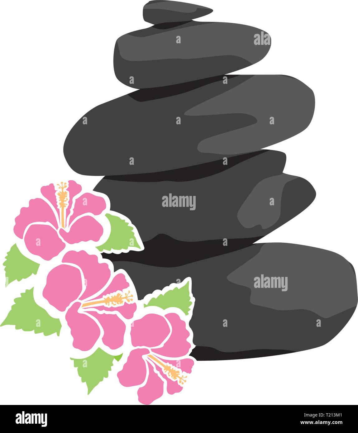 zen stones and hibiscus flower, vector illustration Stock Vector Image ...