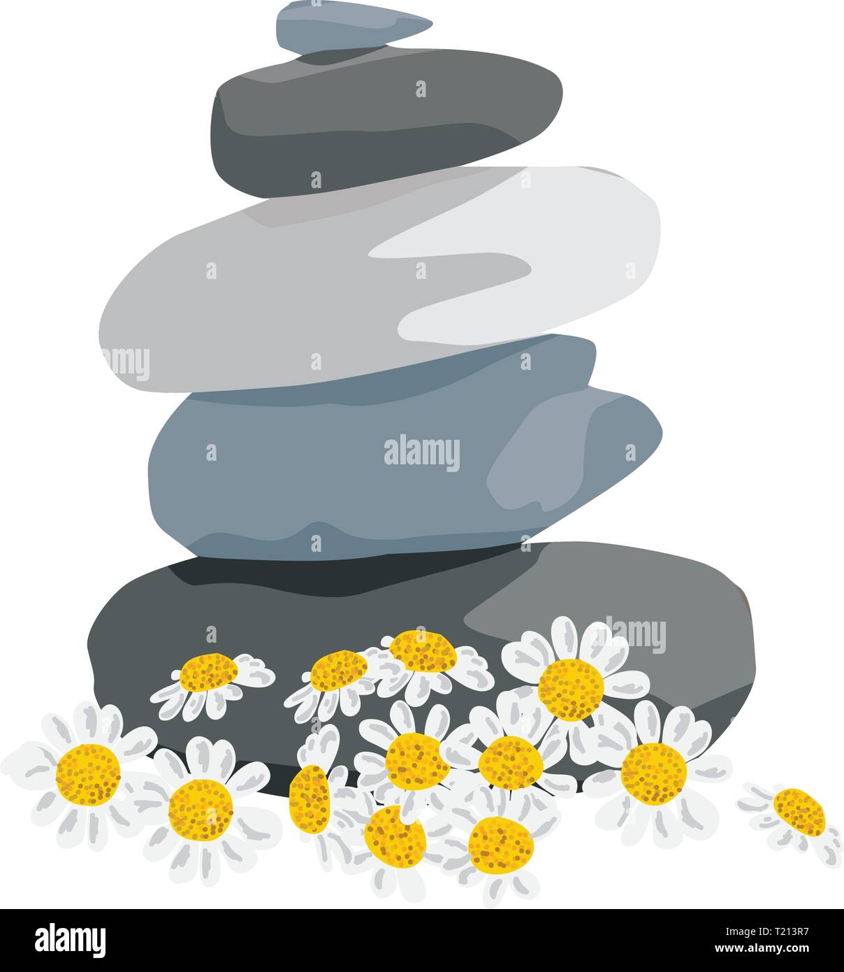 daises flowers and zen stones, vector illustration Stock Vector Image ...