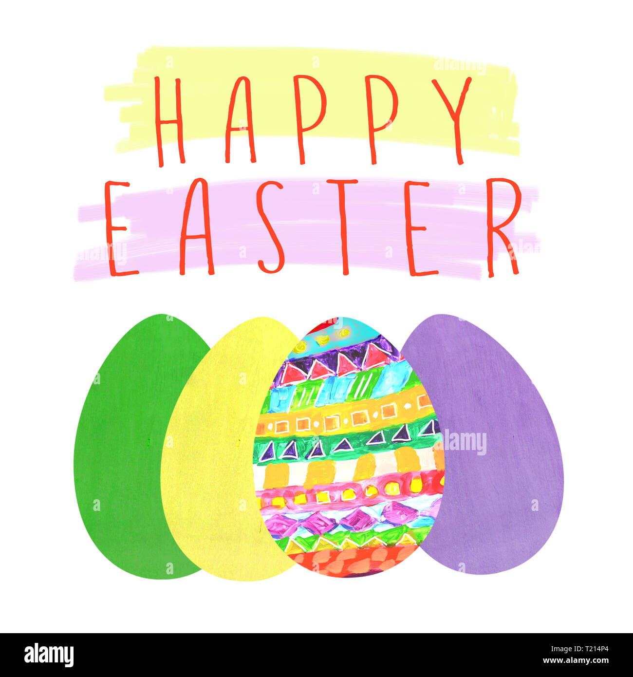 Color Easter eggs on white background. Happy easter card Stock Photo ...