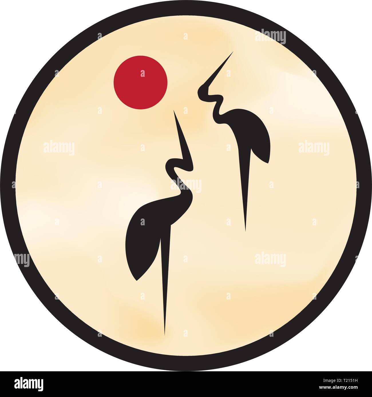 Cranes Logo. Feng Shui, Bird of happiness and good luck Stock Vector ...