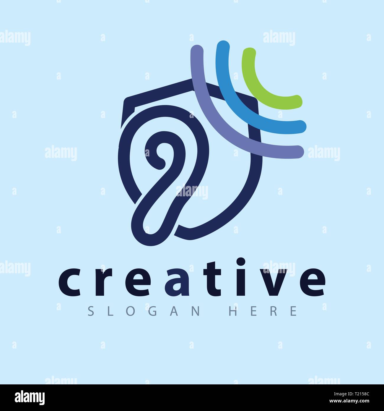 Hear ear with shield logo icon vector template Stock Vector Image & Art ...