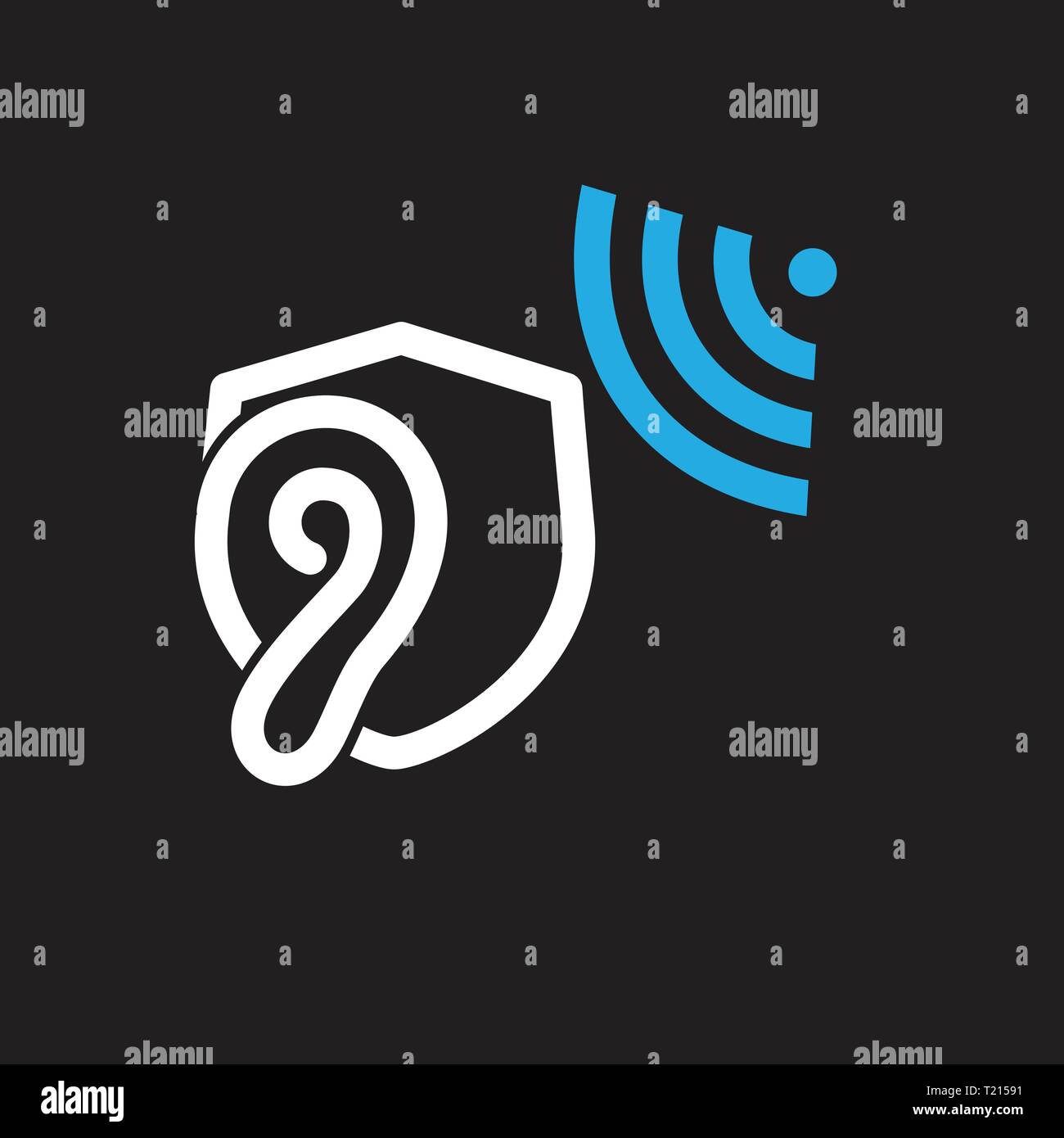 Hear ear with shield logo icon vector template Stock Vector Image & Art ...