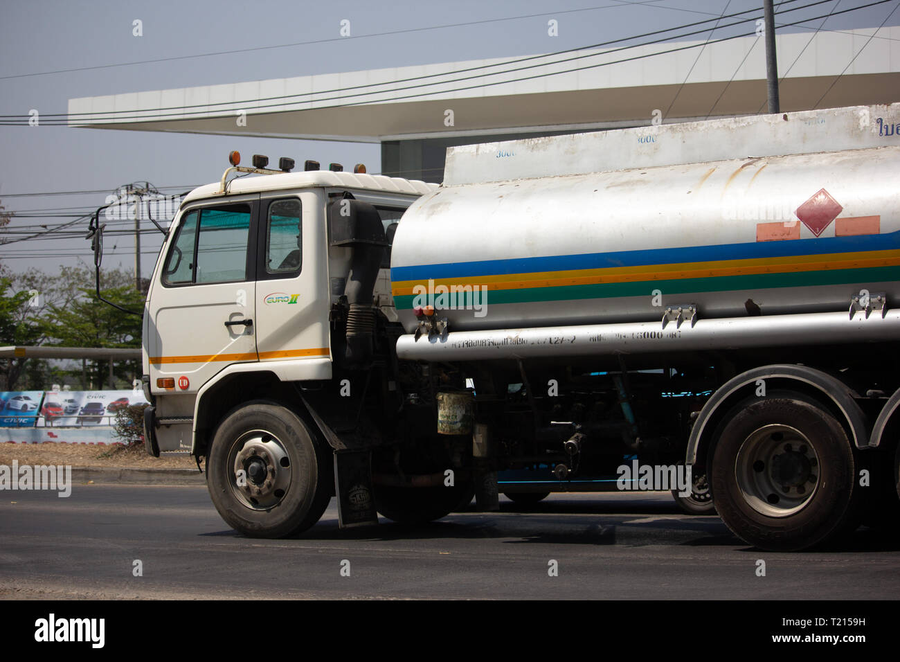 Chiangmai, Thailand - March 8 2019: Private Oil Truck. On Truck on road ...