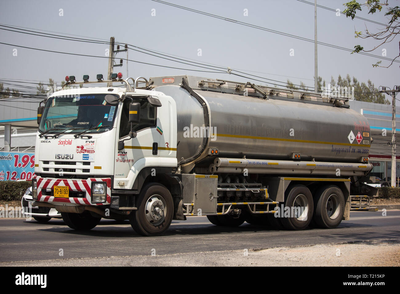 Chiangmai, Thailand - March 8 2019: Private Oil Truck. On Truck on road ...