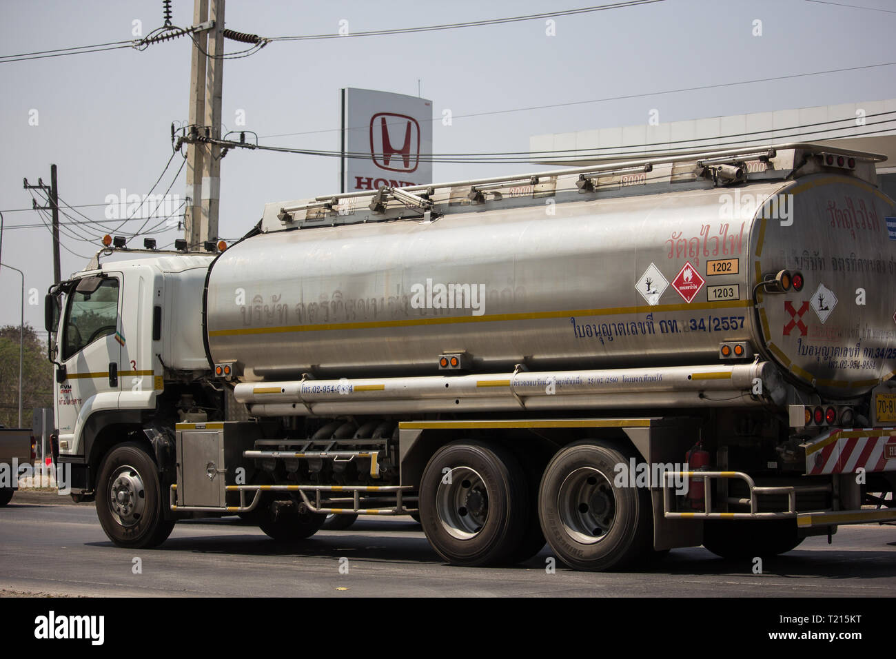 Chiangmai, Thailand - March 8 2019: Private Oil Truck. On Truck on road ...