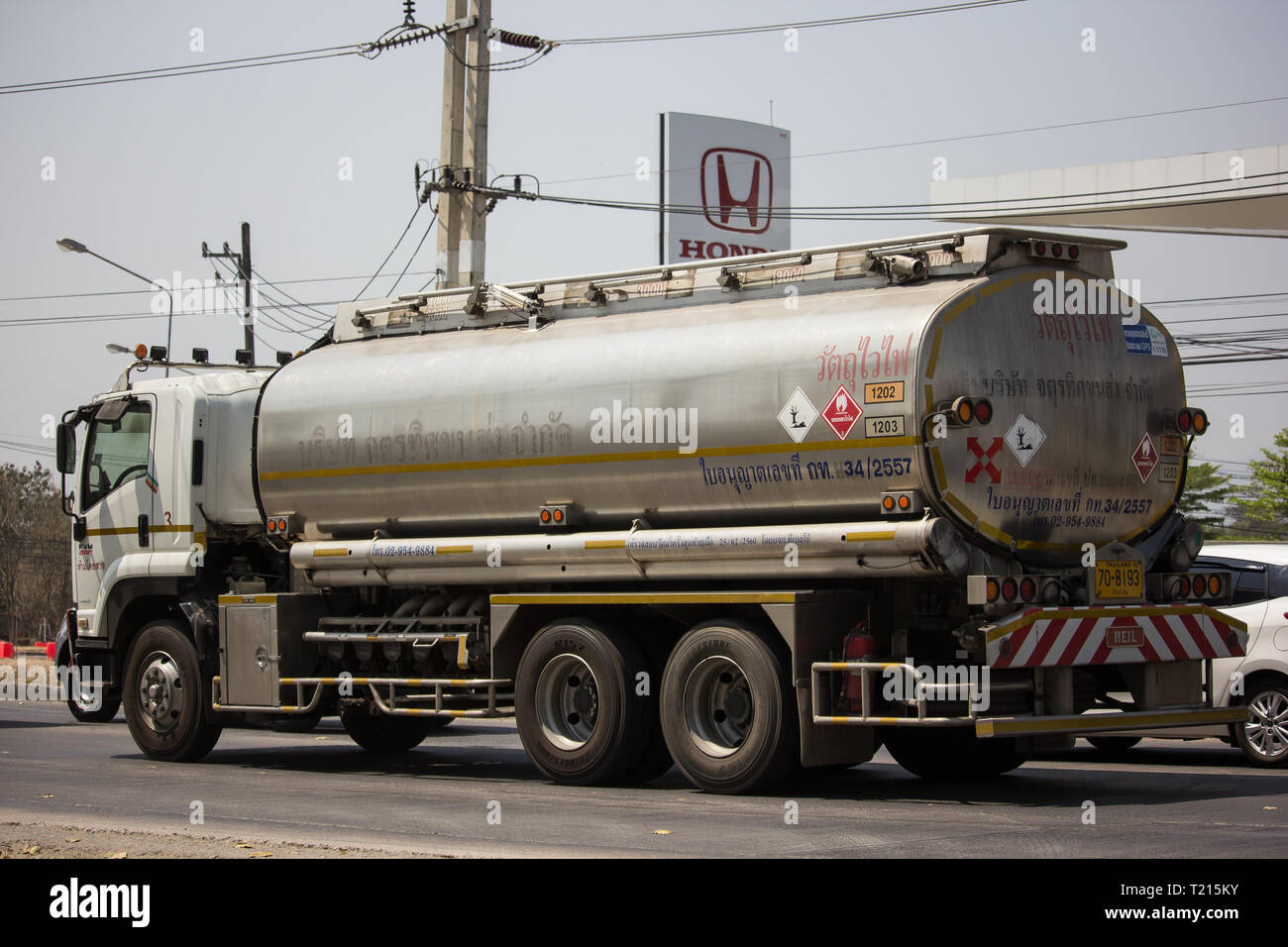 Chiangmai, Thailand - March 8 2019: Private Oil Truck. On Truck on road ...