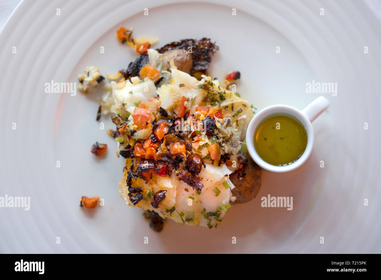 Bachalhau - traditional Portuguese salted codfish - cooked in a ...
