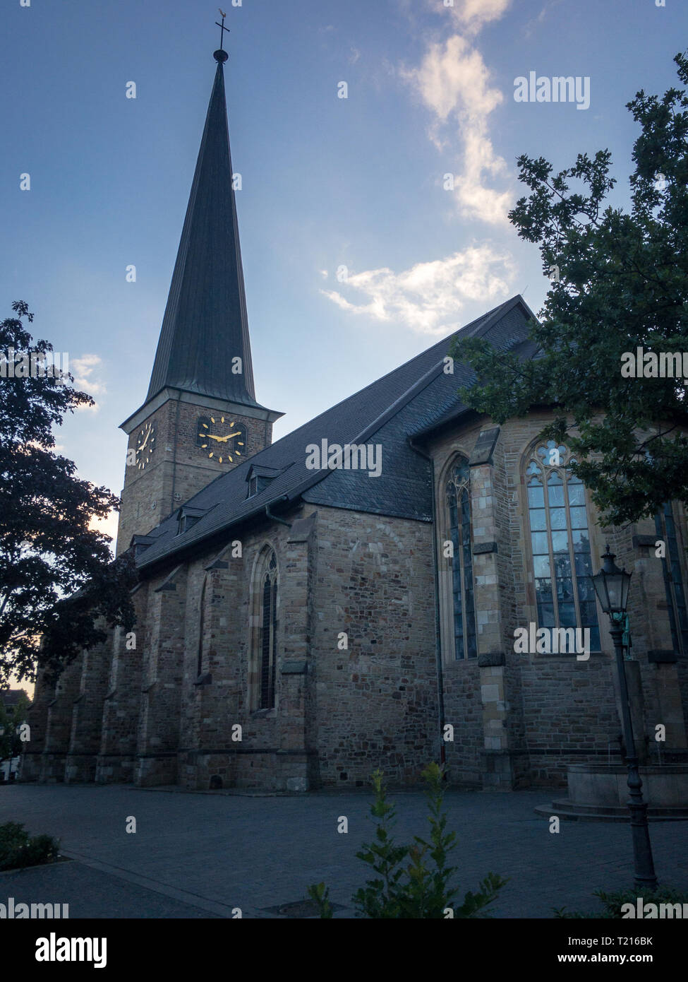 Cityscape of the German city of Muelheim an der Ruhr with protestant ...